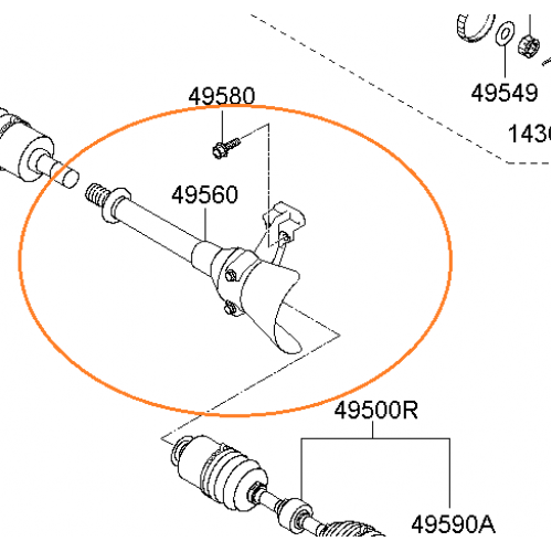 SANTA FE CM - BEARING BRACKET & SHAFT ASSY [495602P100]