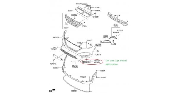 Front Bumper (86-865) : Tucson TL - Left Bracket-Front Bumper Side Supt ...