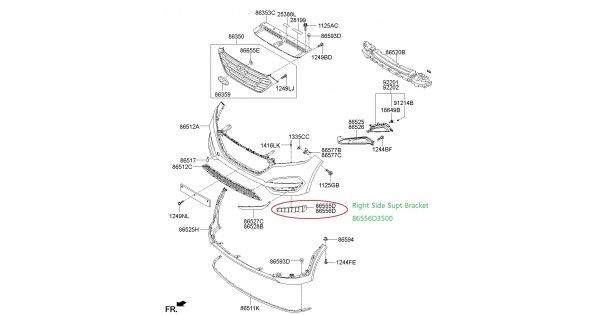 Tucson TL - Right Bracket-Front Bumper Side Supt. [86556D3500]